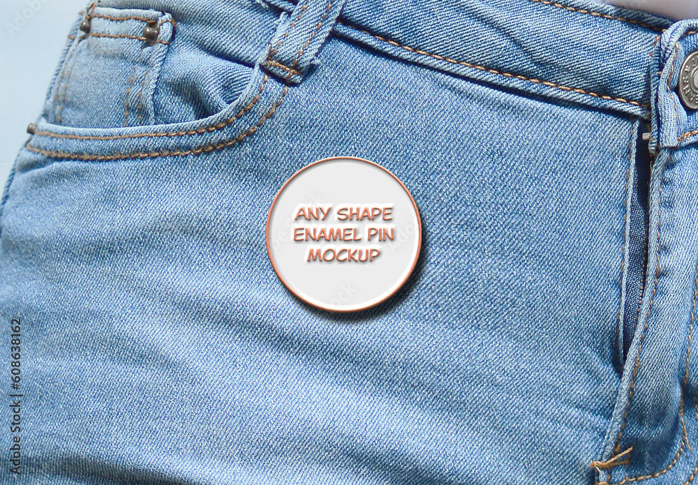 Enamel Pin Mockup Template Card Logo Soft Apparel Clothes Stock ...