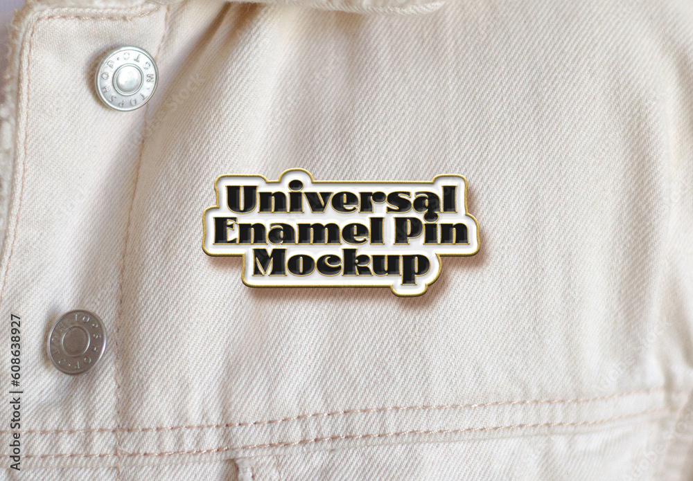 Enamel Pin Mockup Template Card Logo Soft Apparel Clothes Stock ...