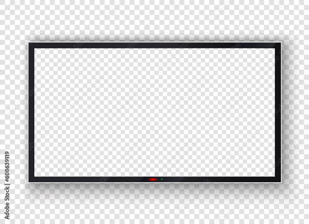 TV wall mounted wide plasma black LED isolated on blank background ...