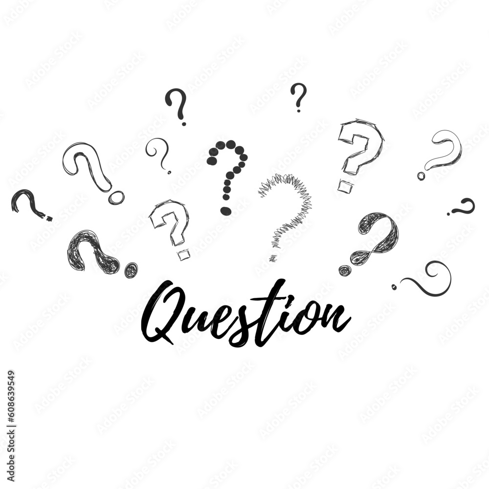 Question mark - hand drawn symbol. Cartoon sketch style interrogation ...