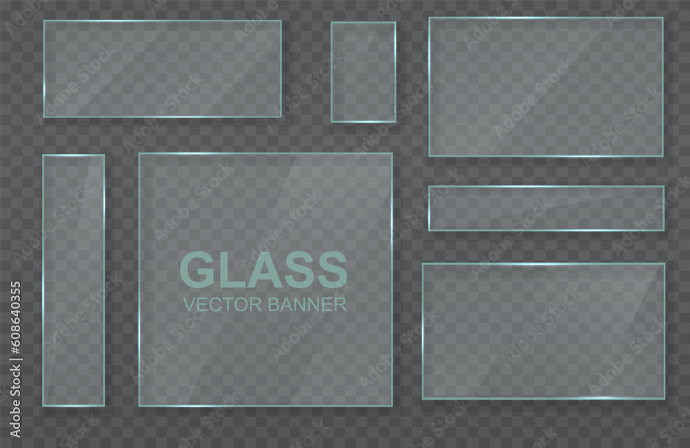 Glass plates with place for inscriptions. The texture of glass, mirrors ...