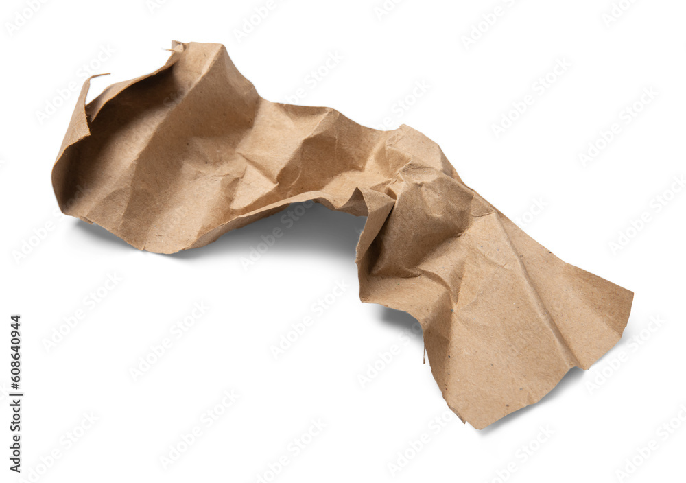 Crumpled strip of brown wrapping paper transparent background Stock ...