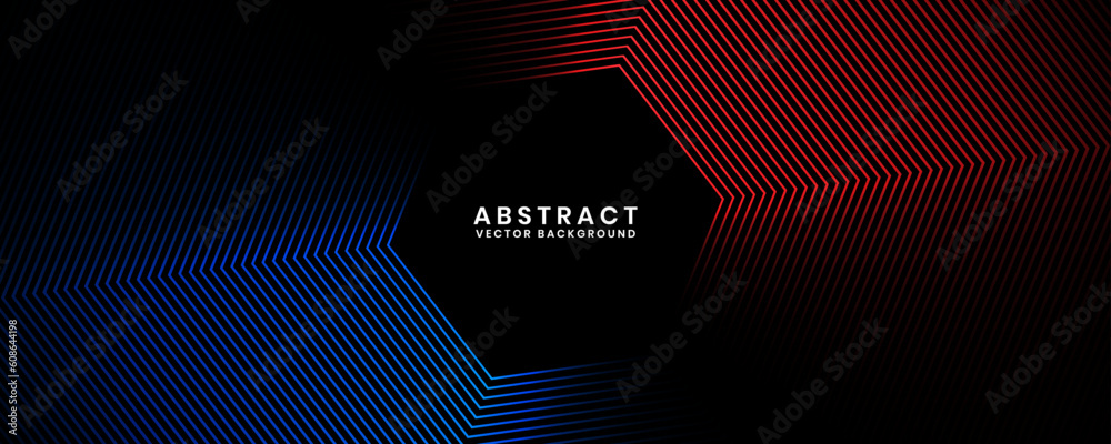 3D blue red techno abstract background overlap layer on dark space with ...