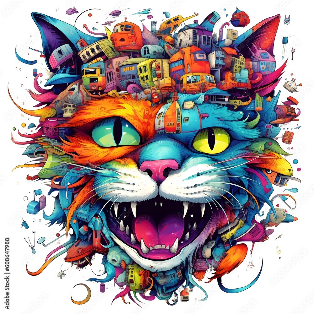 Cat logo colorful with kinds of colors made with Generative AI Stock ...