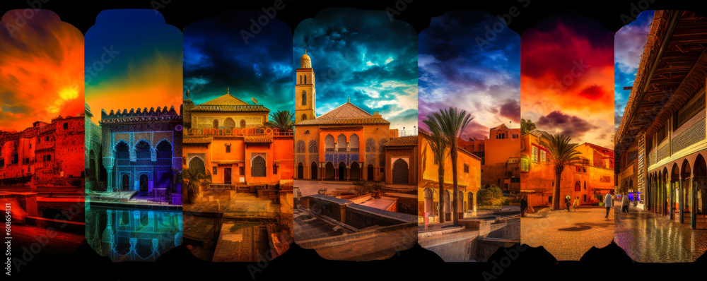 Enchanting Moroccan collage displays varied landscapes, architecture ...