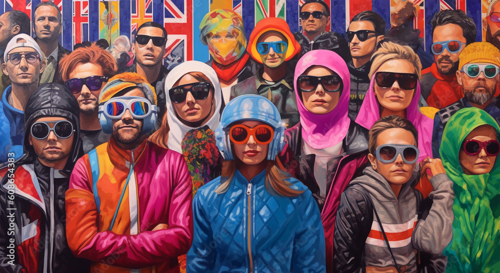 Painting of fantastic human concept, future world, World population day ...