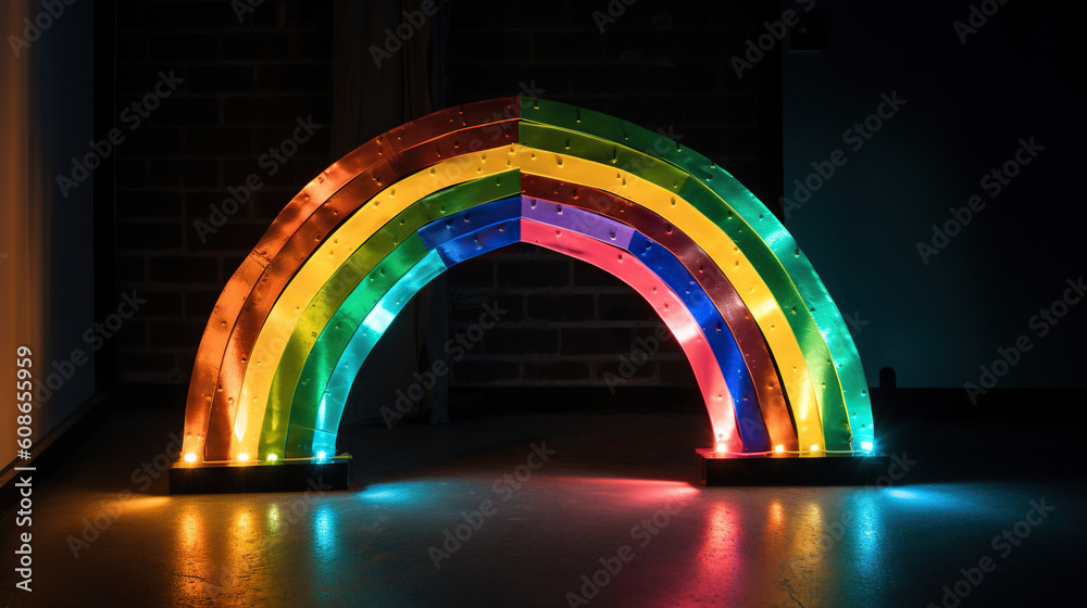 Installation of Big Rainbow Art Piece Display Glowing Generative AI ...