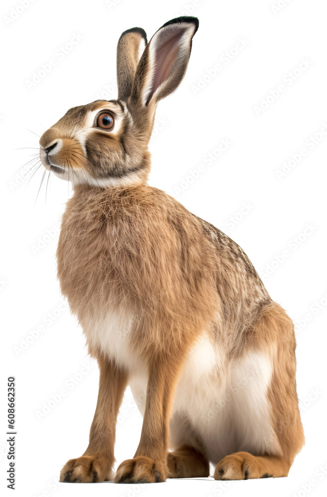 Hare isolated on the transparent background PNG. AI generative. Stock ...