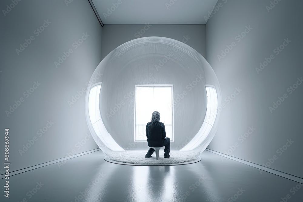 Man closed in a bubble. The concept of depression, social isolation ... Man closed in a bubble. The concept of depression, social isolation ...