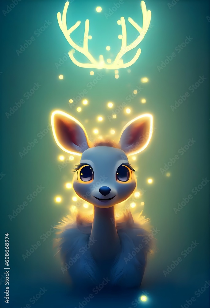 adorable magic baby deer with glowing shining parts, magic glow and ...
