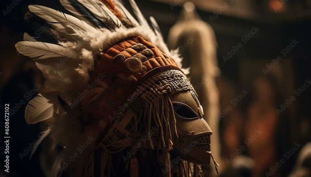 The chief headdress, a symbol of ancient indigenous culture generated ...