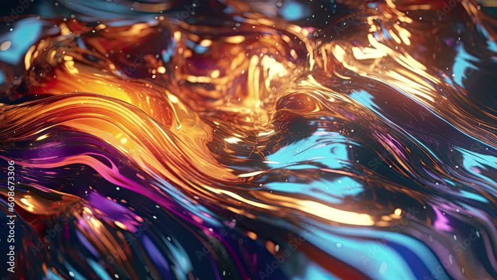 Luxury shiny and fluorescent liquid flow video, abstract motion ...