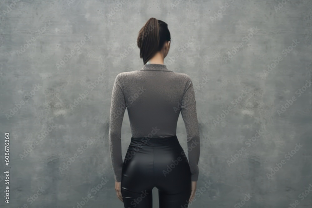 Woman showing her back of slim waist. Beautiful slim woman. Generative ...