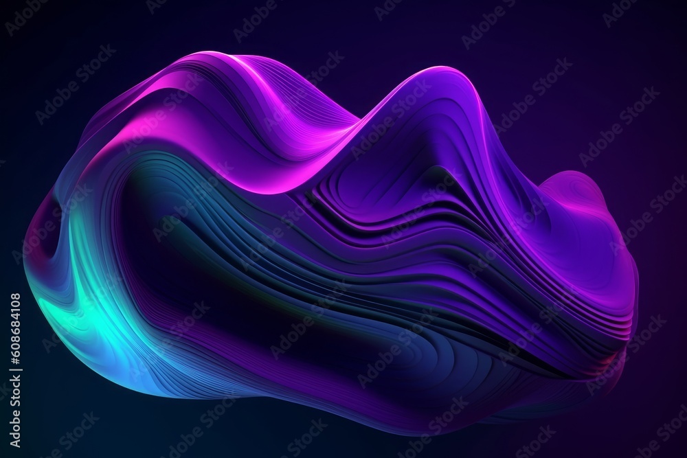 ภาพประกอบสต็อก 3d render, abstract neon background with fantastic curvy ...