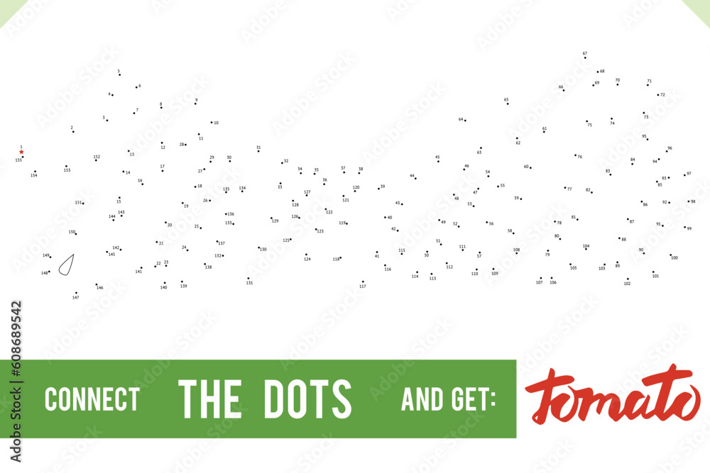 Lettering Word Tomato by dot to dot for children and adults Stock ...