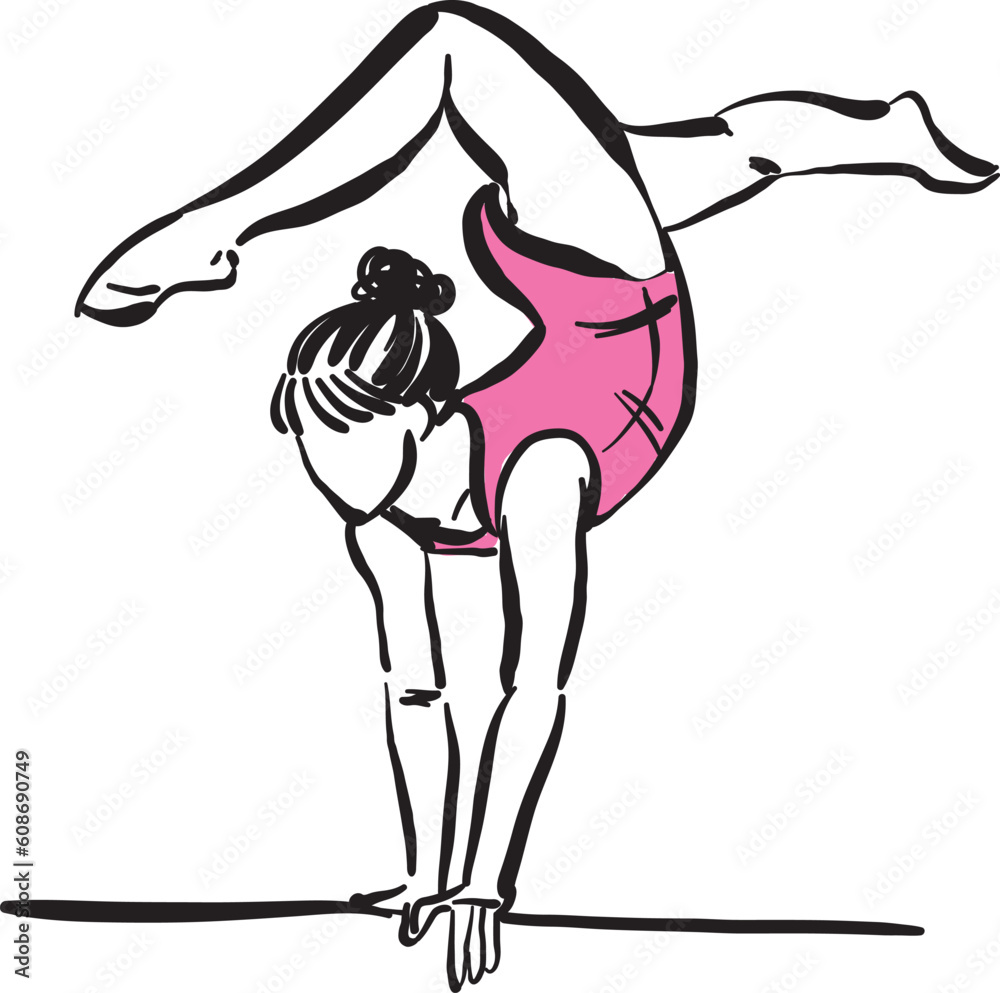 Gymnastics WOMAN 1 sports profession work doodle design drawing vector ...