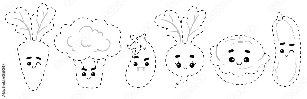 Connect the dots, educational game for children. Set of cute cartoon ...