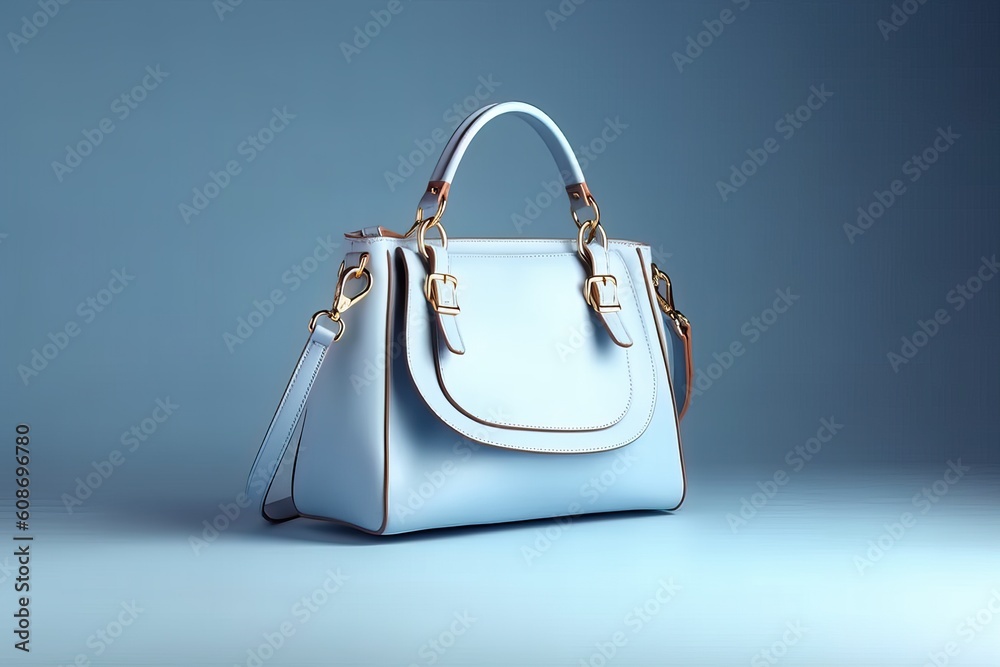 Beautiful trendy smooth youth women's handbag in gentle blue color on a ...