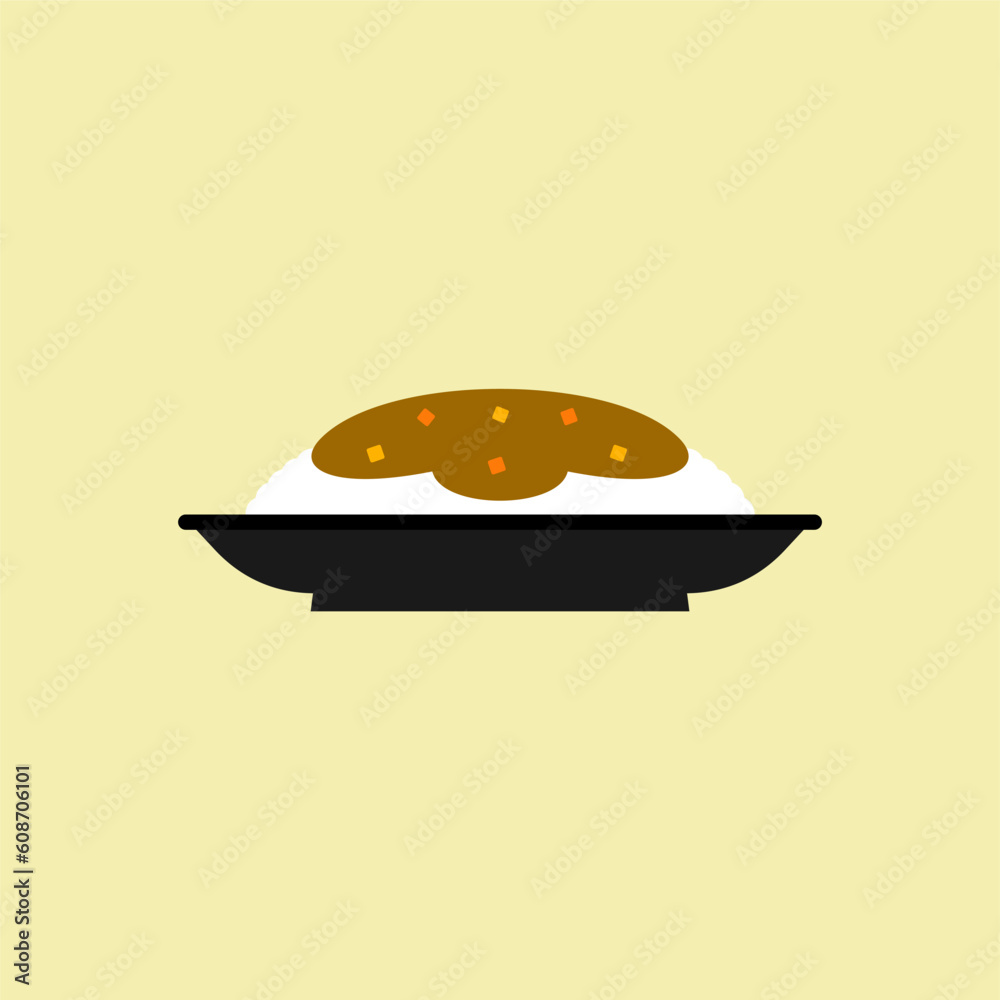 japanese curry rice flat design vector illustration. Japanese Kare ...