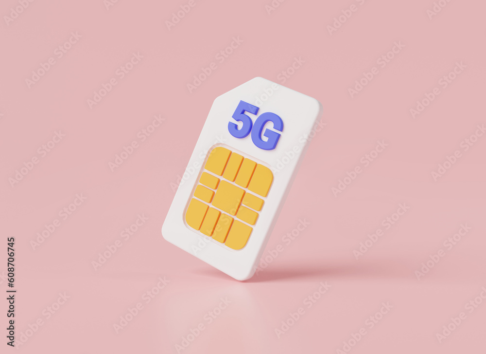 SIM card 5g icon isolated on purple background. Mobile phone SIM card ...