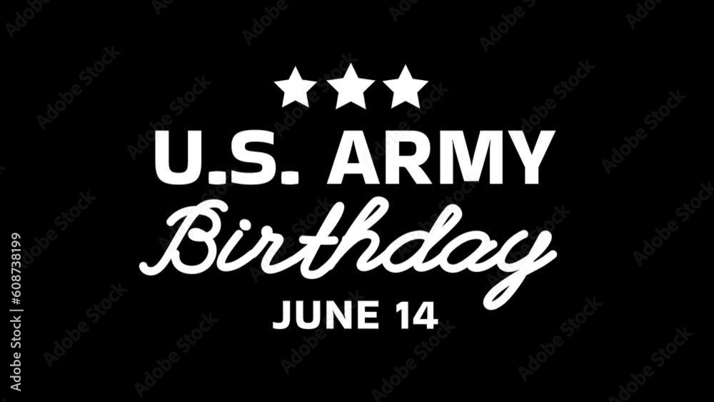 us army birthday june 14 text animation on transparent background ...