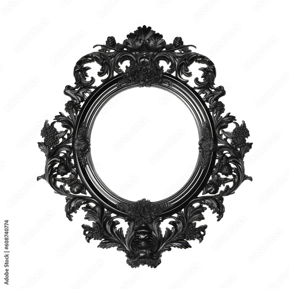 Black baroque frame isolated on transparent background. Gothic frame ...