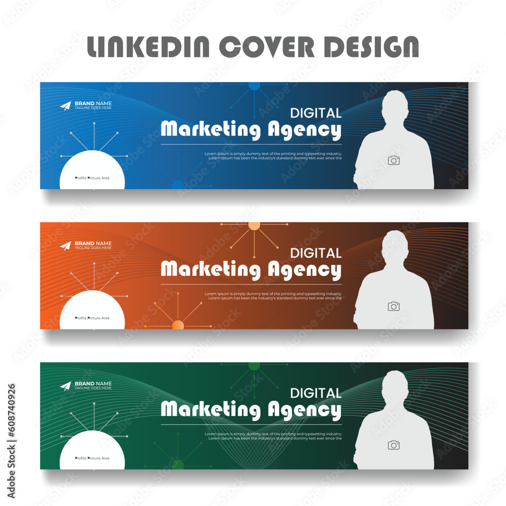Corporate linkedin cover and banner design template set, background for ...