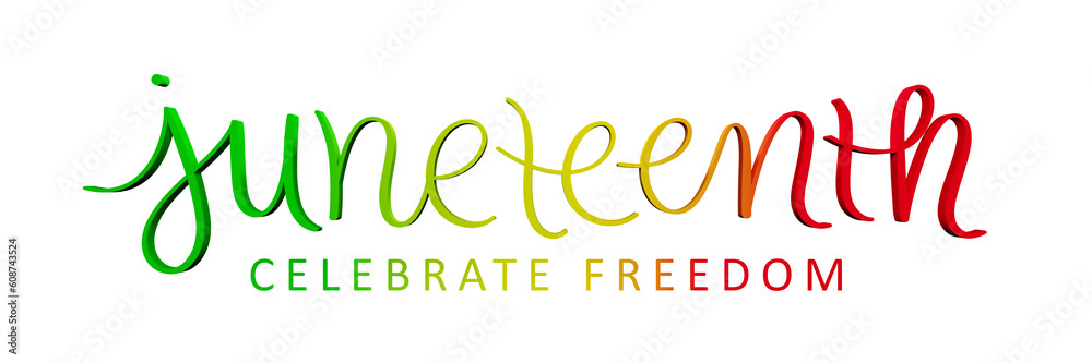 3D render of JUNETEENTH brush lettering on transparent background Stock ...