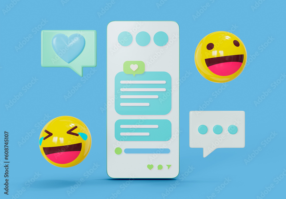 Smartphone Between Emoji Emoticons Mockup Stock Template | Adobe Stock