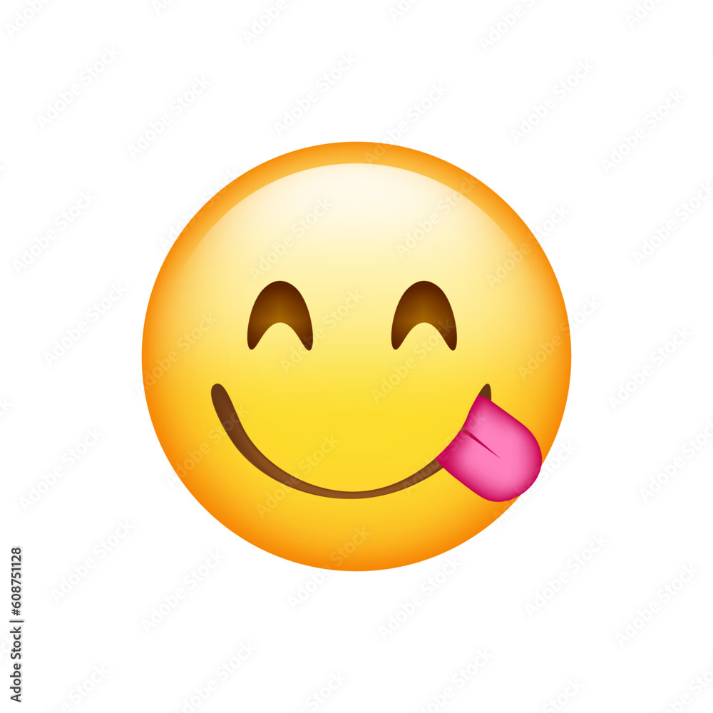 Face Savoring Food Emoji isolated on white background. Iphone Whatsapp ...