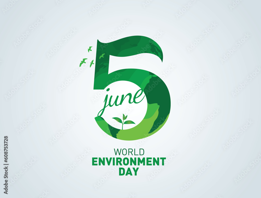 Beat plastic pollution - World Environment day 2023 Vector concept. Happy Environment day, 05 ...