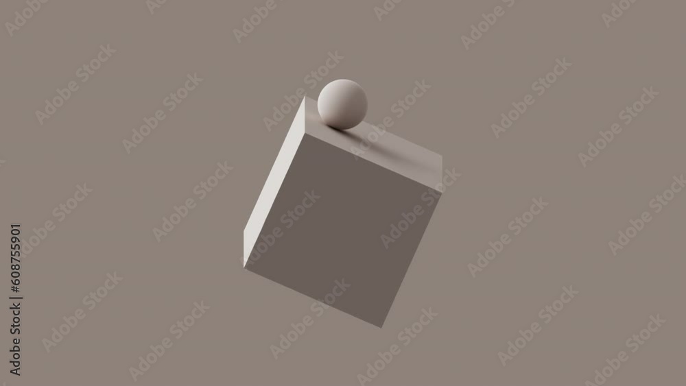 Sphere gliding over surface of a cube in a continuous loop animation ...