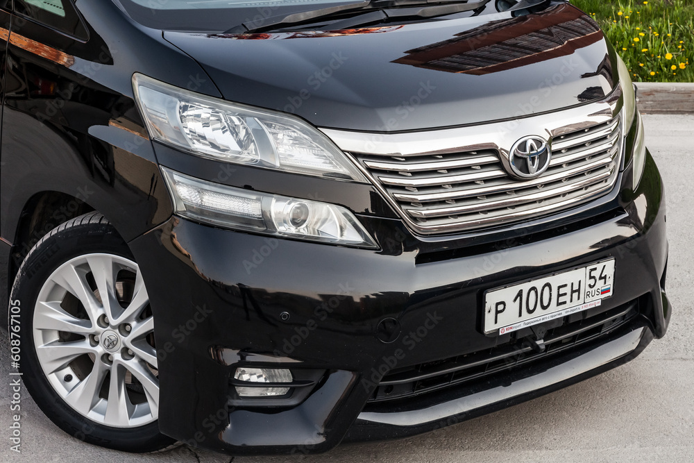 Front View of Toyota Vellfire japanese luxury minivan car in black ...