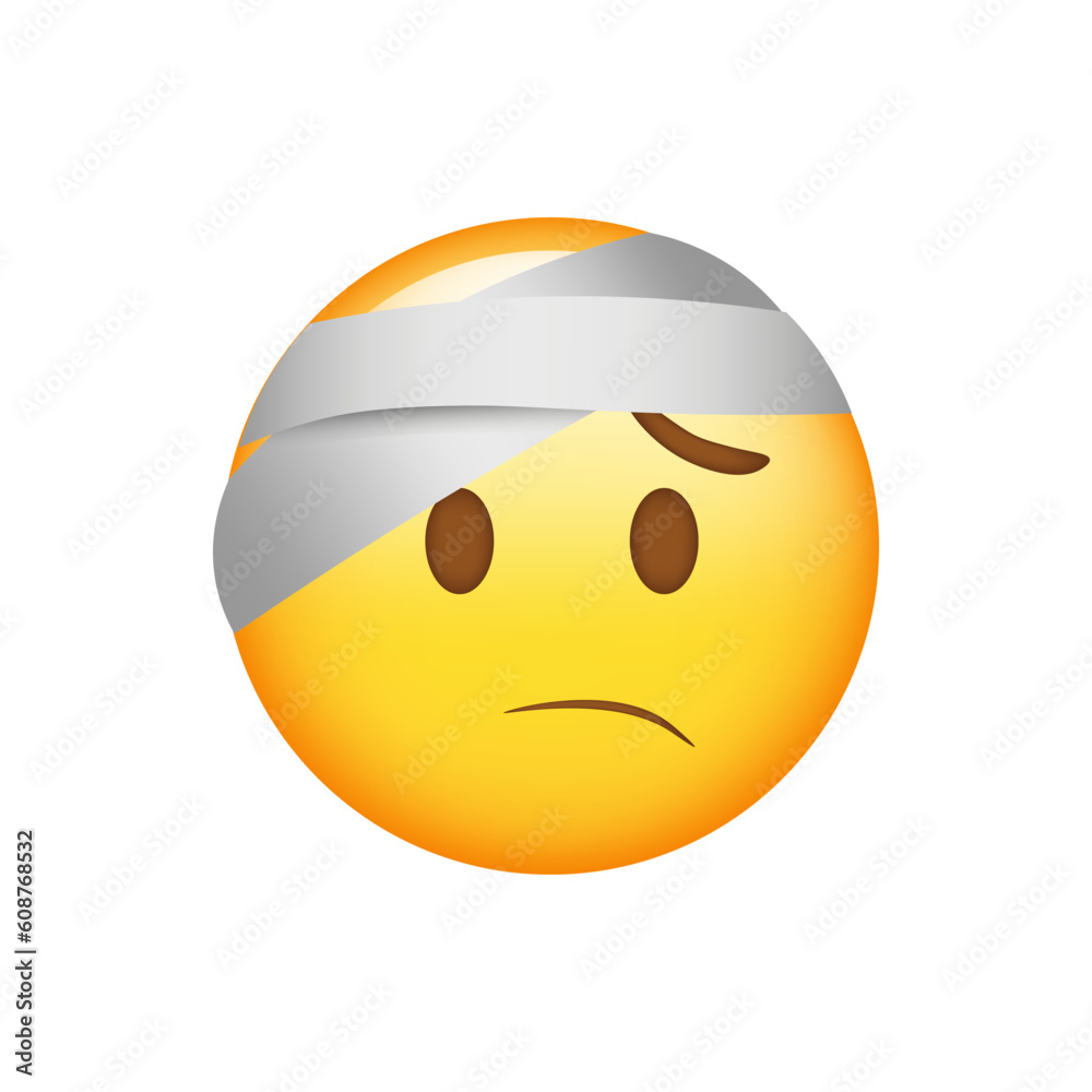 Face With Head-Bandage Emoji isolated on white background. Iphone ...