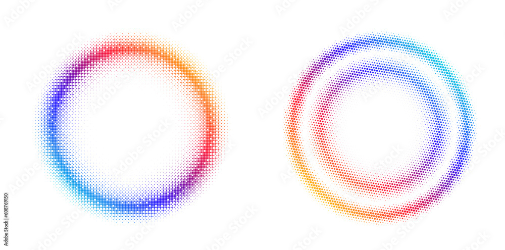 Set Design elements symbol Editable halftone frame dot circle pattern ...