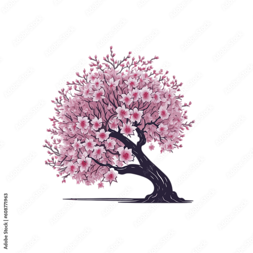 cherry blossom tree clipart on transparent background, cherry blossom ...