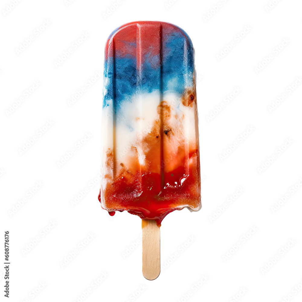 a red, white, and blue popsicle, all-American, 4th of July delightful ...