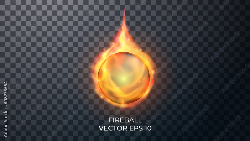 Ball on fire realistic 3d render. realistic fire, flames. Fireball ...