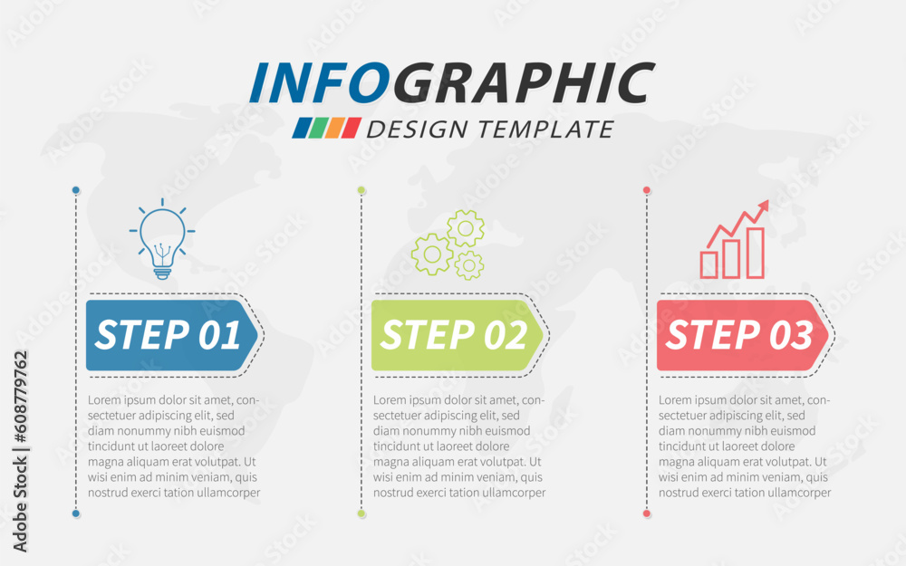 Timeline Creator infographic template. 3 Step timeline journey, calendar Flat simple ...