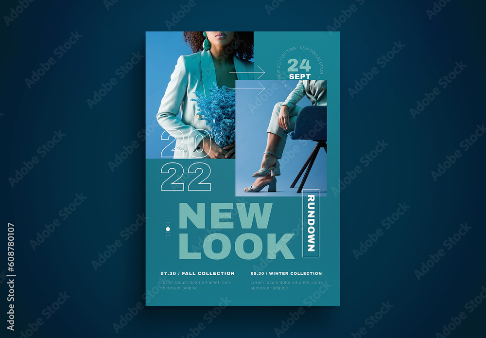 Blue Fashion Collection Flyer Layout Stock Template | Adobe Stock