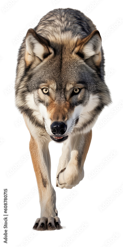 a Timberwolf full body in an aggressive stance, frontal view in a ...