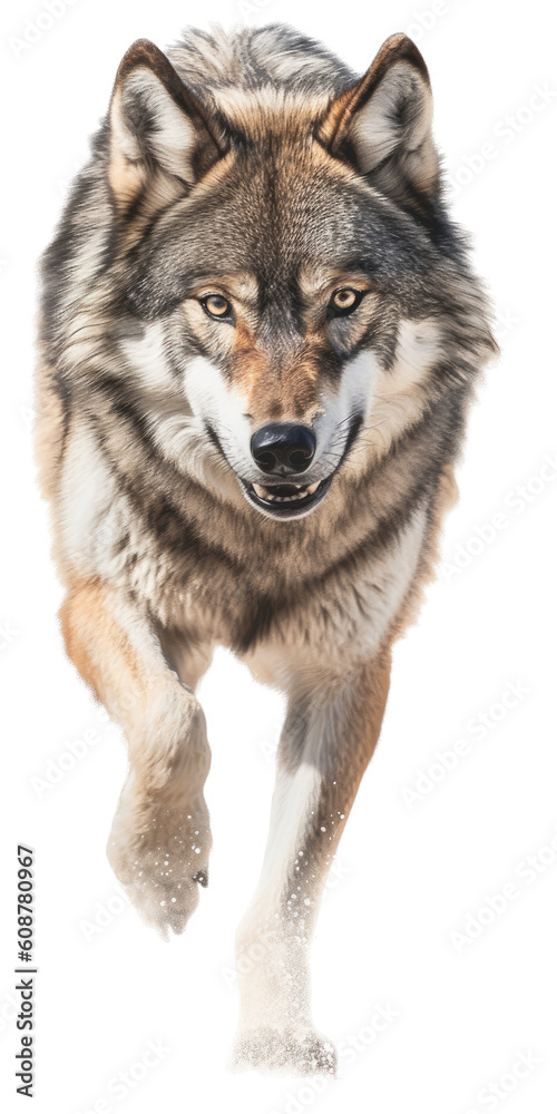 a Timberwolf full body in an aggressive stance, frontal view in a ...