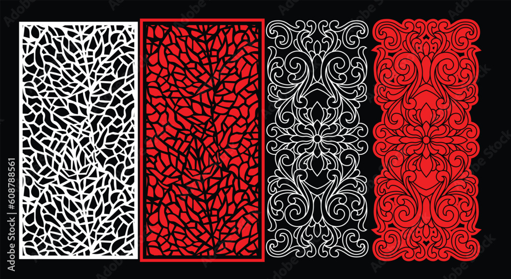 Decorative wall panels set Jali design CNC pattern, laser cutting ...