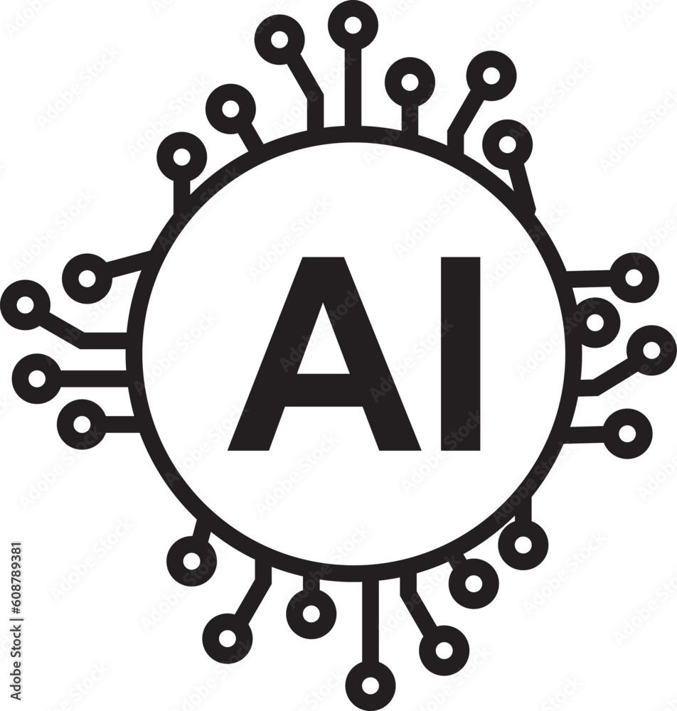 circle logo artificial intelligence vector symbol in black for social ...