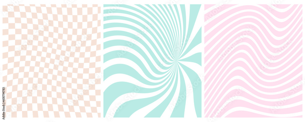 PrintSimple Twisted Checker Board Vector Layouts. Vintage 70s Style ...