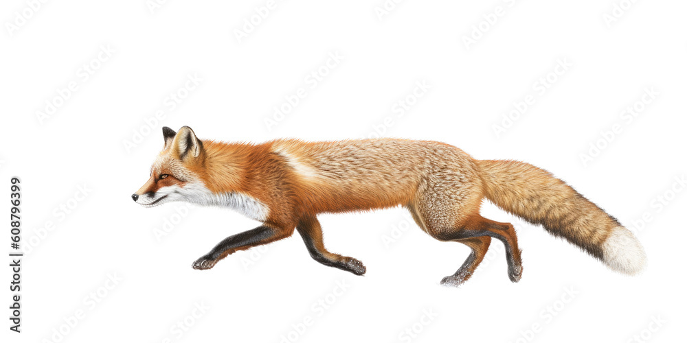 a Beautiful Red Fox, walking/trotting, sly and crafty, fluffy, Wildlife ...