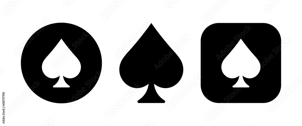 Ace Of Spades Symbols Black White Style Vector Illustration Stock ...
