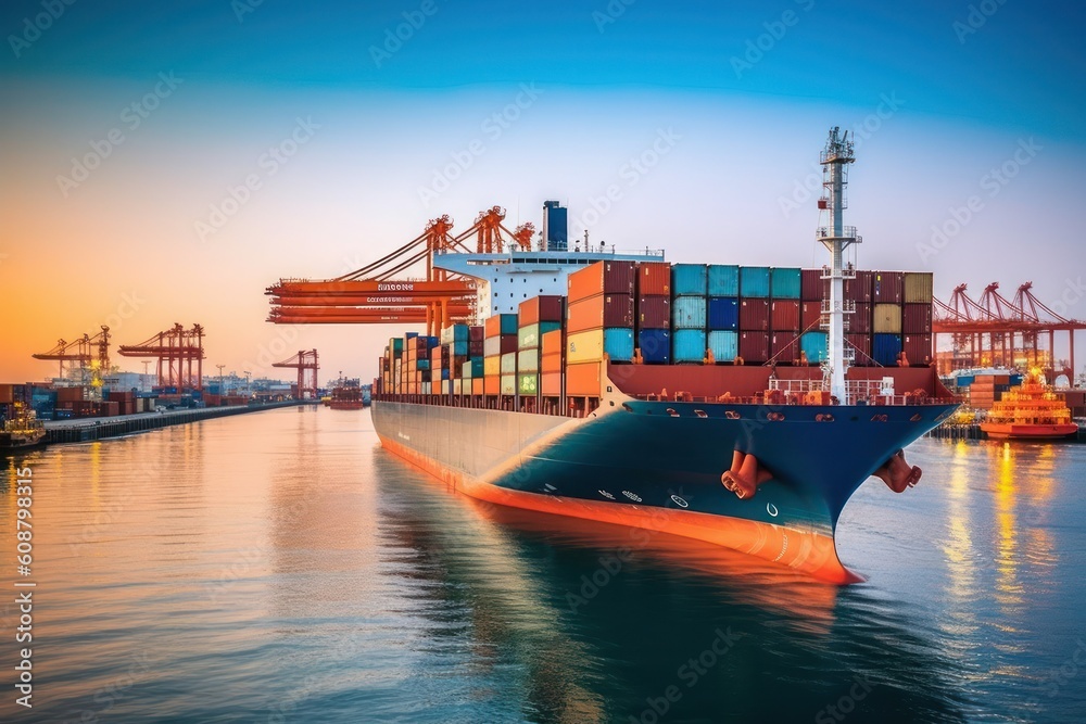 Busy container terminal and harbor scene, a vital hub for international ...