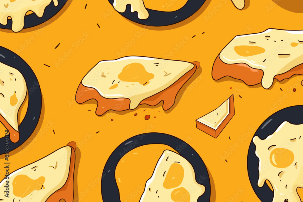 Doodle inspired Melted cheese pattern pattern, cartoon sticker, sketch ...