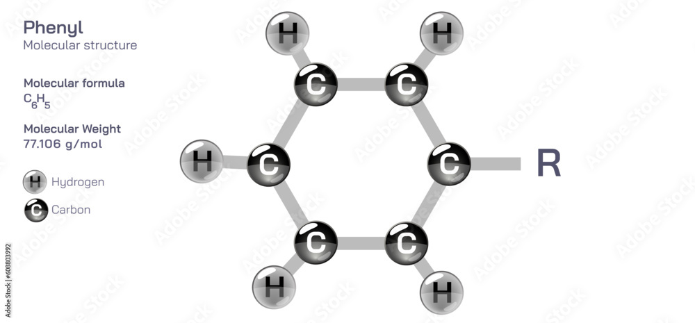 Phenyl molecular structure formula. Periodic table structural molecular ...